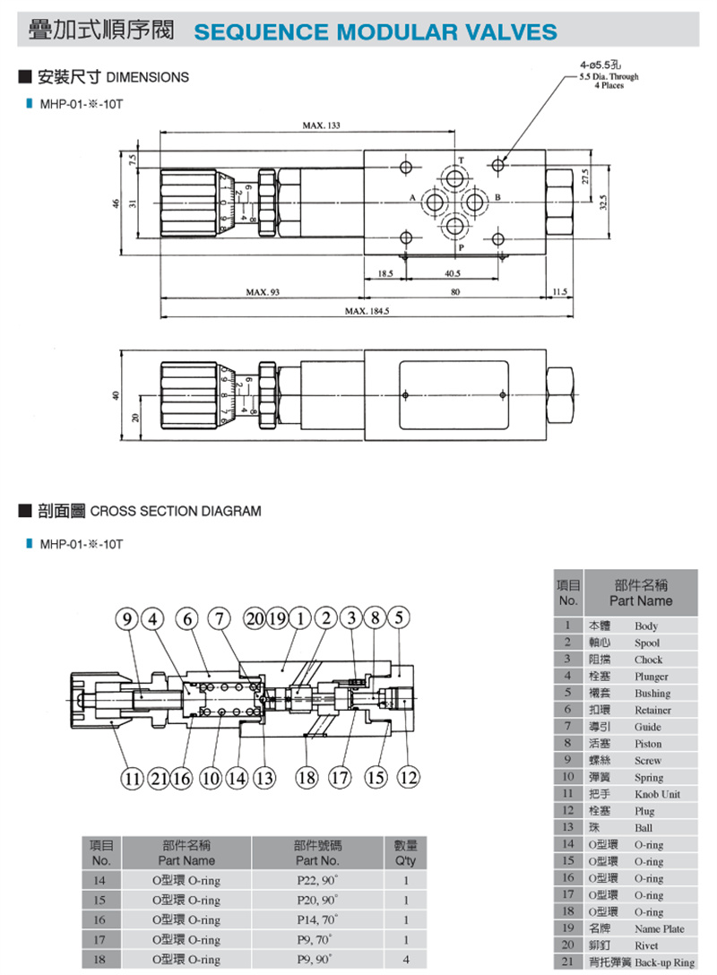 台湾CHUYA志亚MHA/MHB/MHP-03-M/A/C-10T叠加式抗衡阀 - 卓胜(苏州)液压气动有限公司